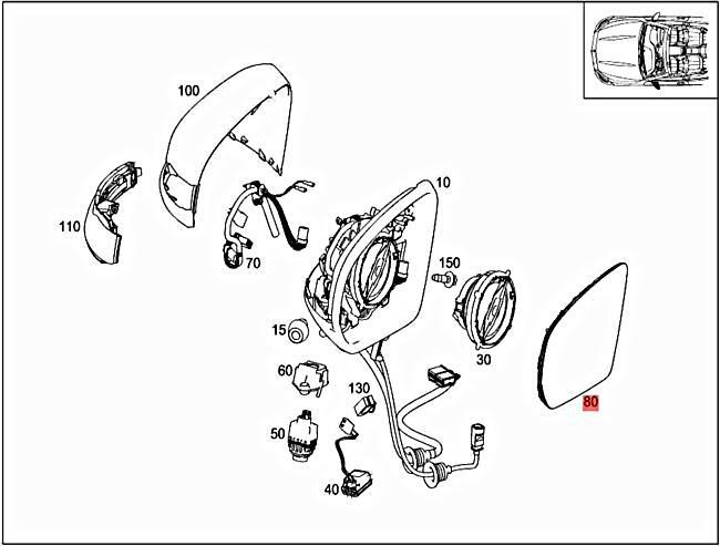Genuine MERCEDES X222 A205 A217 C205 C217 C238 C253 Mirror glass ...