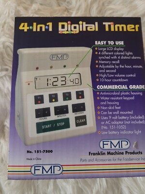 FMP Digital 4 Channel Commercial Kitchen Countdown Timer, Water ...