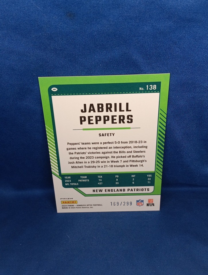 2024 Panini Donruss Optic - Jabrill Peppers #138 Aqua Prizm /299 | eBay