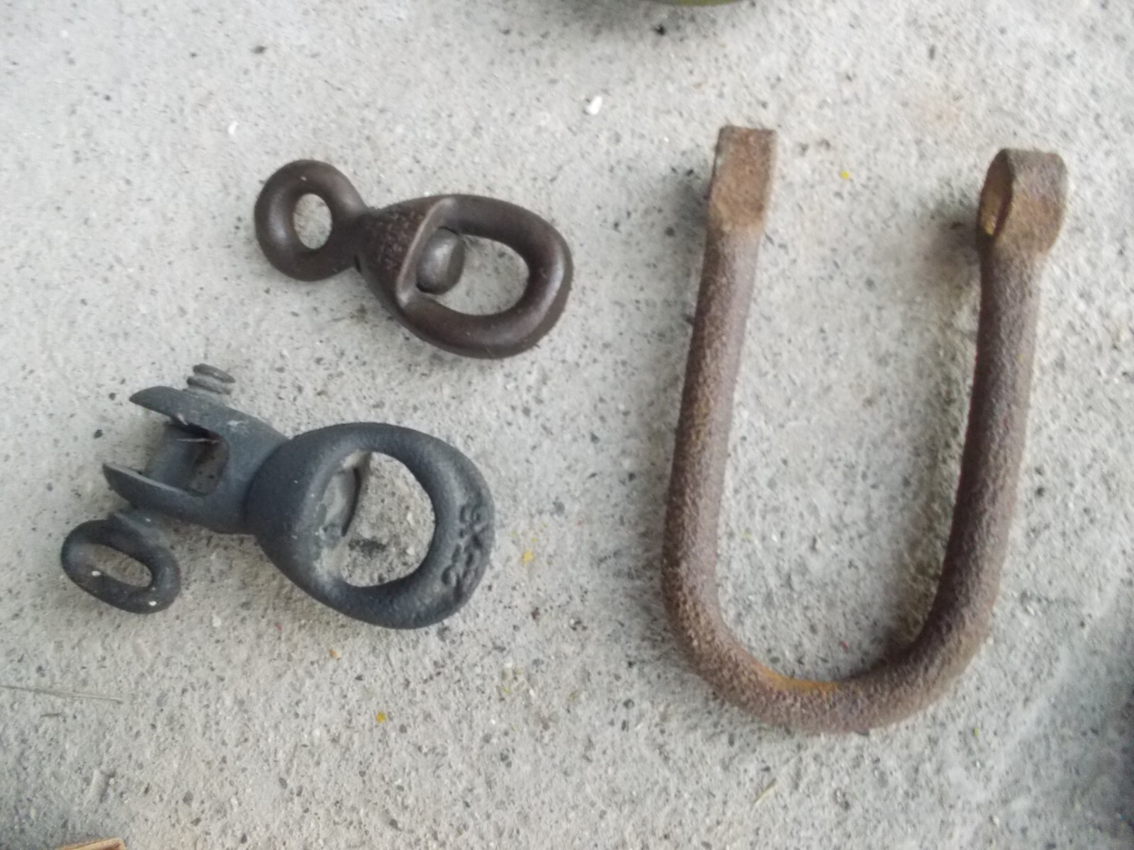 1) Vintage Universal implement drawbar tongue U hitch clevis & 2) loop ...