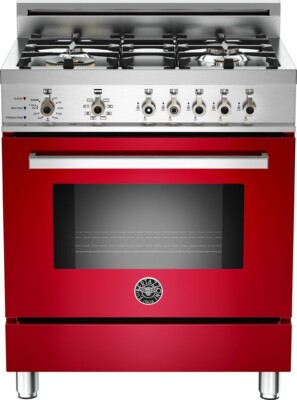 Bertazzoni Professional Series PRO304DFSRO 30 Inch Pro-Style Dual Fuel ...
