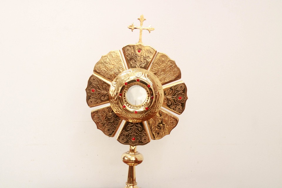 Vintage Monstrance Luna Brass Ostensorium Christian Home Altar Decor ...