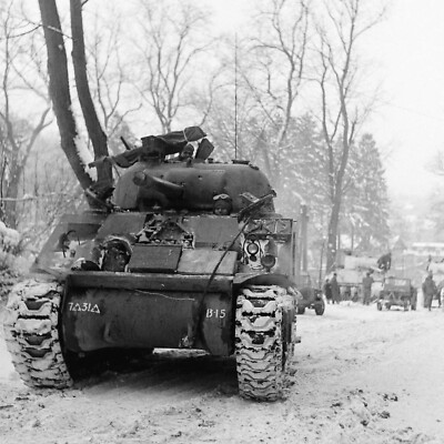 WW2 WWII Photo World War Two US Army Sherman Tanks Belgium 1945 7th ...