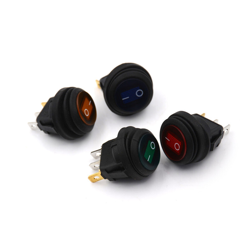 Waterproof Round On/Off Rocker Switch Car Auto Boat SPST Marine 12R'7H ...