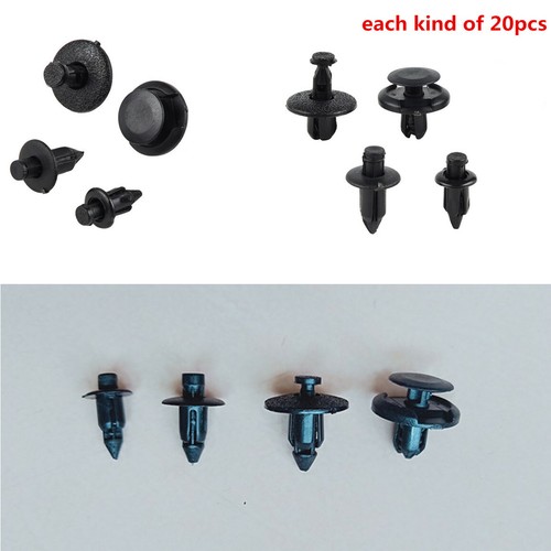 80 Pcs 4 Kinds Black Nylon Fasteners Retainer Clips Rivets for ...