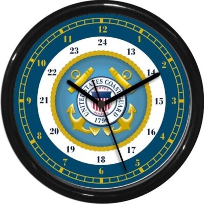 12.25" US Coast Guard 24 Hour Wall Clock Military Patriotic Armed ...