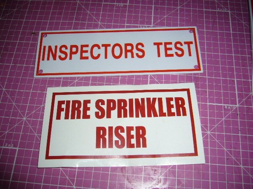 Inspectors Test Metal Sign, 6 x 2, Aluminum, & Sprinkler Riser Sticker ...