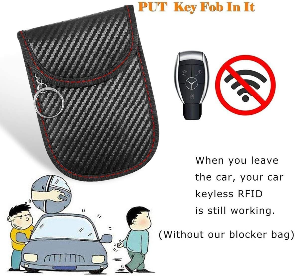 2X Car Key Signal Blocker Faraday Pouch Case Fob Bag RFID Security ...