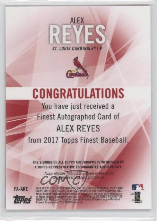2017 Topps Finest Auto Orange Refractor /25 Alex Reyes #FA-ARE Rookie ...