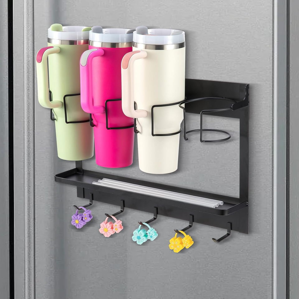 Water Bottle Organizer Holder, Magnetic Cup Rack Storage for Stanley ...