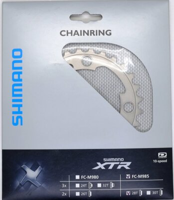 Shimano XTR FC-M985 MTB Inner Chainring 28T-AG for 40-28T, Double, 2x10 ...