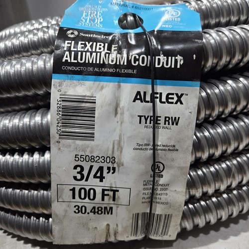 Southwire 55082303 ALFLEX Flexible Aluminum Conduit, 3/4 in, 100 ft L ...