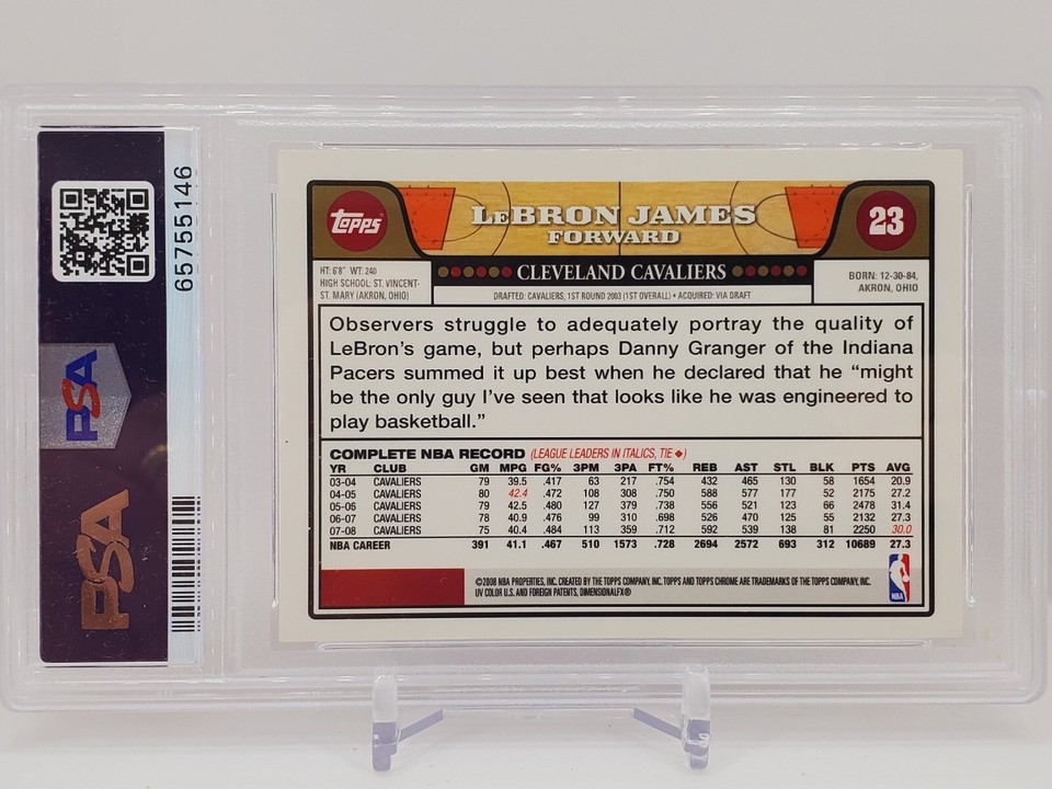 2008 Topps Chrome Lebron James #23 Chalk Toss PSA MINT 9 Iconic Card ...