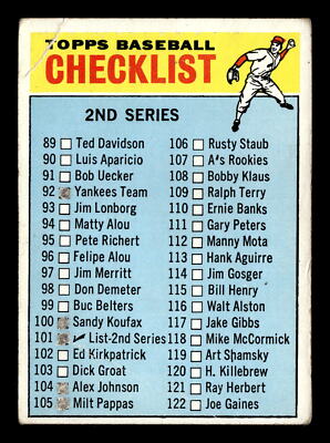 2nd Series Checklist: 89-176 1966 Topps #101 Very Good | eBay