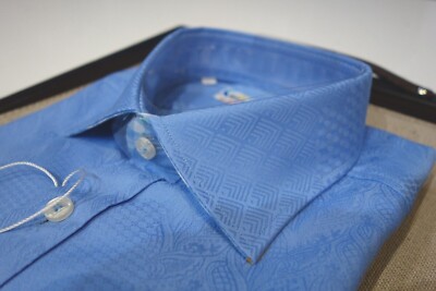 Brandolini Shirts French Blue Patchwork Houndstooth Damask Jacquard ...