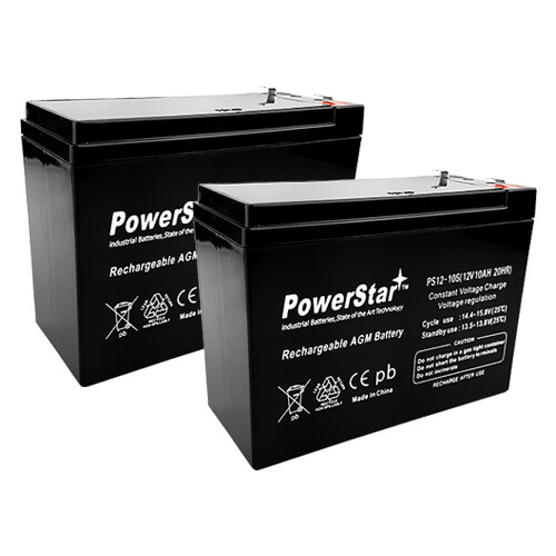 (2pk) PowerStar 12V 10AH SLA Battery for Razor Pocket Mod Electric ...