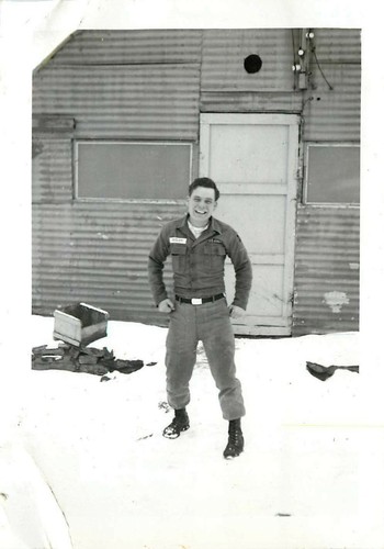Snapshot B/W Photo 1960 Korea U S Army Soldier Hut Snow 127th Signal ...