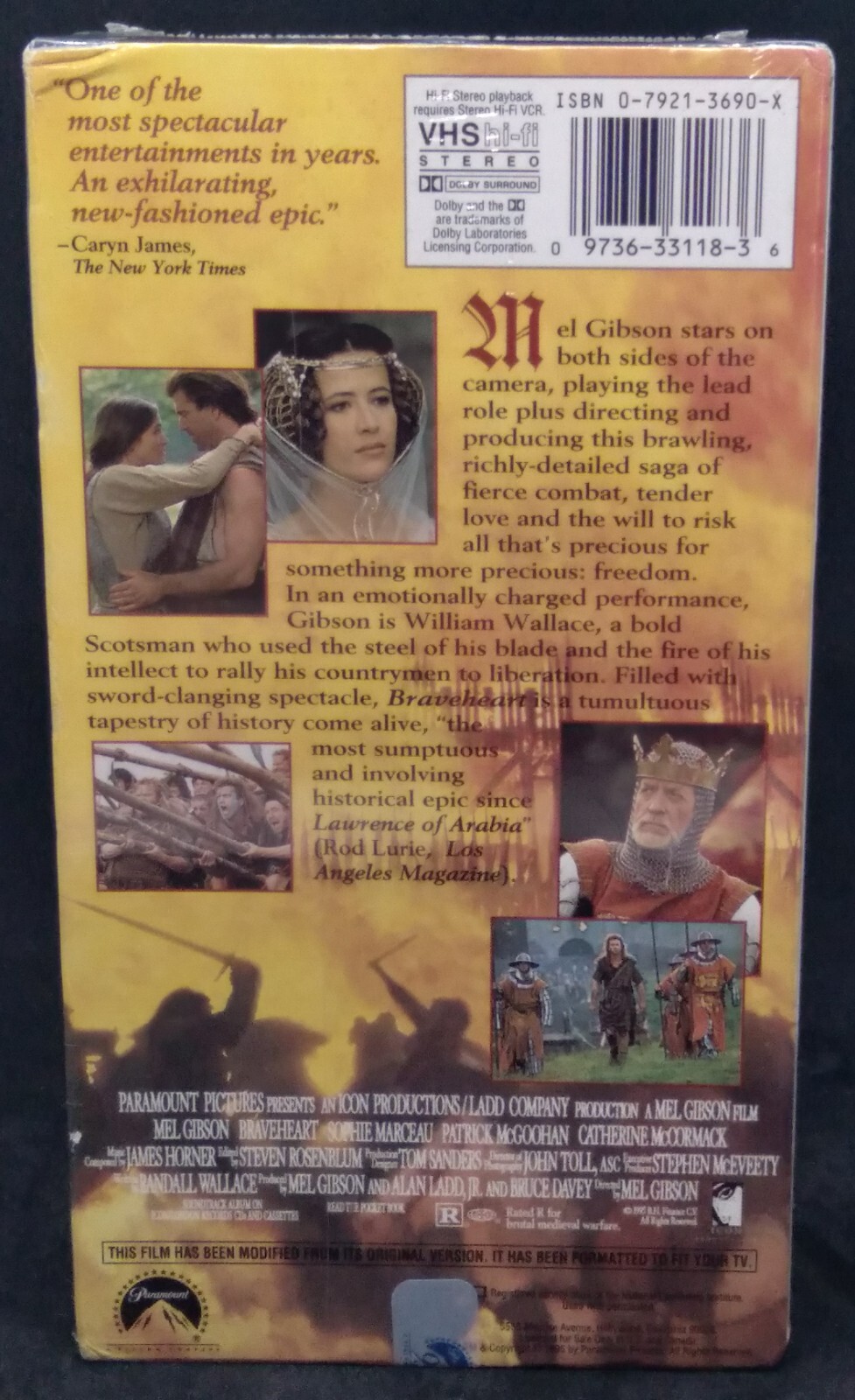 Braveheart (VHS, 1995, Full Screen, 2-tape) New & Sealed! Mel Gibson ...