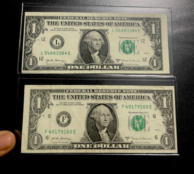 2017 Lot Of 2 Rare $1 One Dollar Bill Notes Off Center Error | eBay