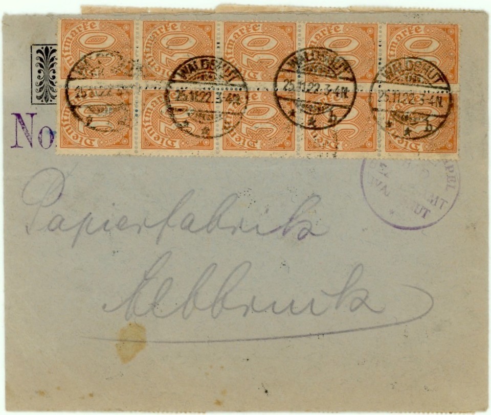 Germany 1922 Domestic Cover w/40 Copies of Official Stamp 30pf (O6) | eBay