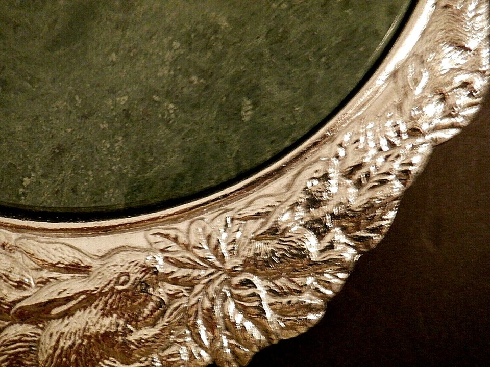 Vintage Pewter/Marble Tray by Arthur Court - Rabbits along edge 1988 | eBay