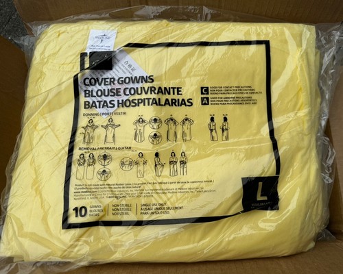 Medline Polypropylene Isolation Yellow PPE Gowns Latex X-Free Large CRI ...