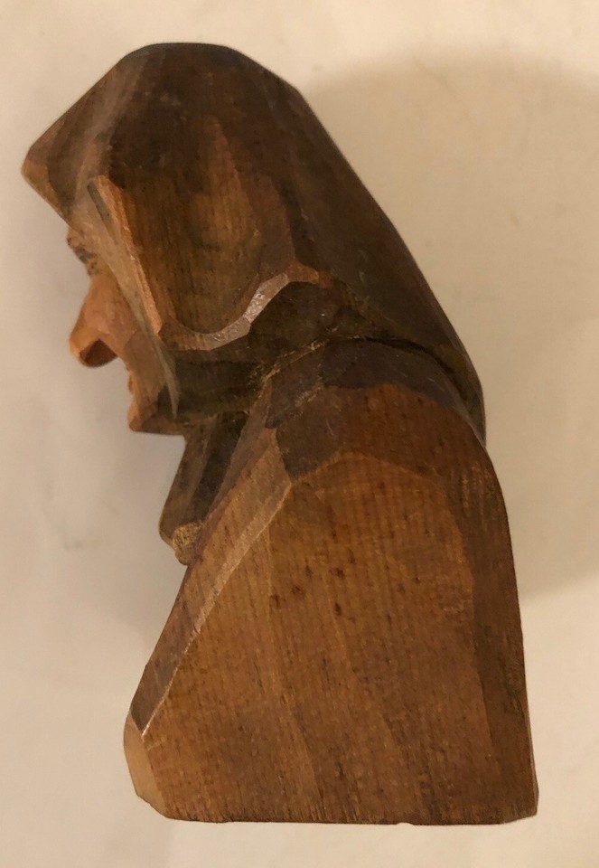 PRIMITIVE WOOD CARVING SCULPTURE PEASANT WOMAN BUST BLACK FOREST ...
