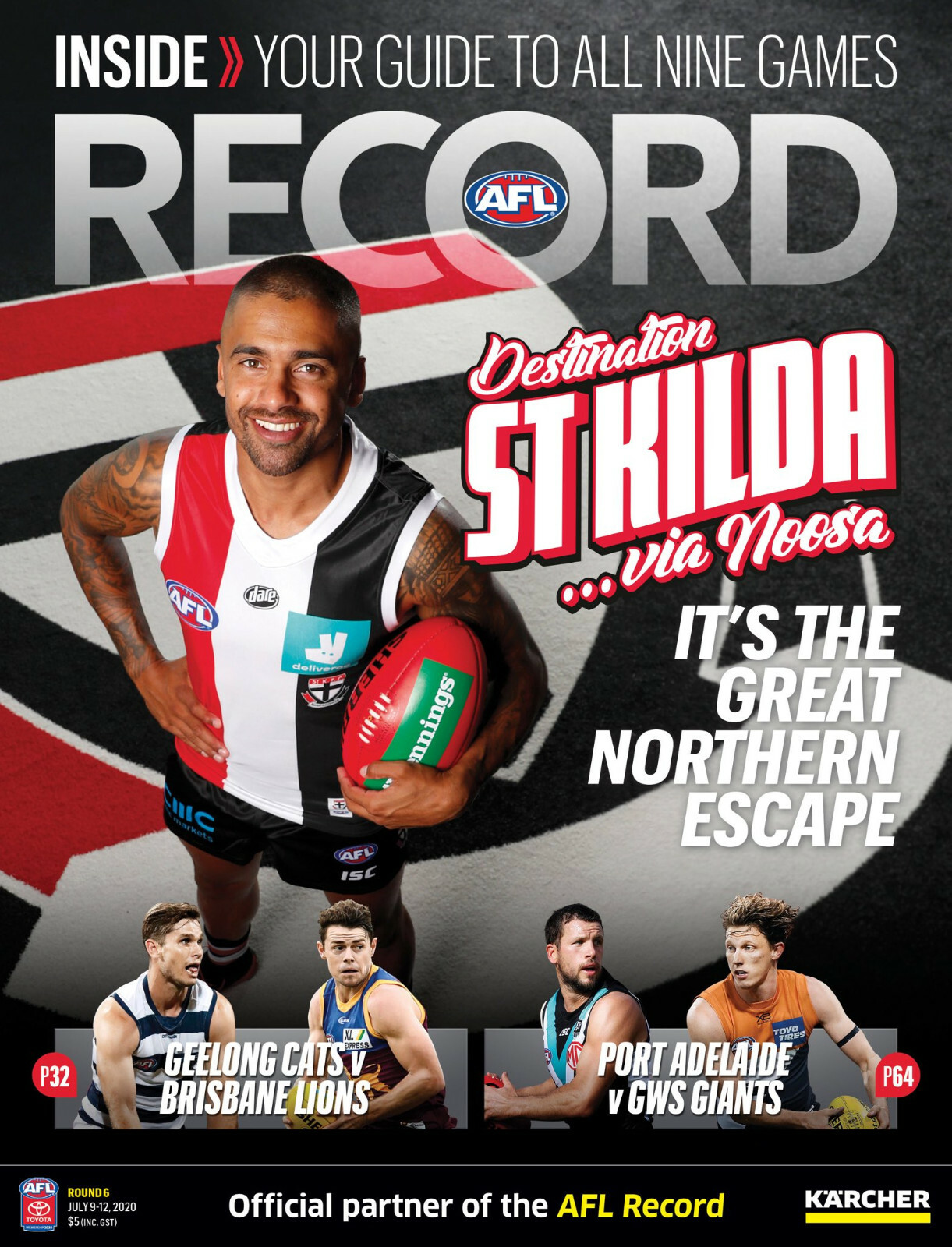 Offical AFL Footy Record - 2020 Round 6 - St Kilda Bradley Hill Cover ...