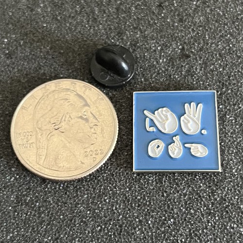 ASL American Sign Language Silver Tone Pin Pinback #45048 | eBay