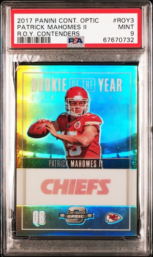 2017 Patrick Mahomes Contenders Optic Rookie of The Year #/99 holo PSA ...