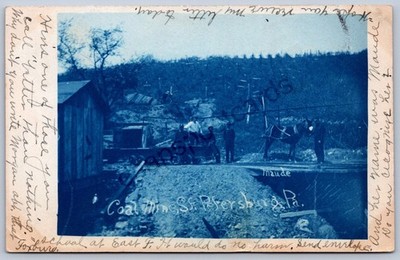 K11/ St Petersburg Pennsylvania RPPC Postcard c1910 Blue Tint Coal Mine ...