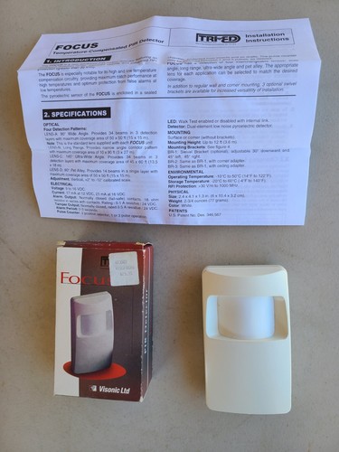 Visonic LTD Wired PIR Motion Detector w/Installation Instructions ...