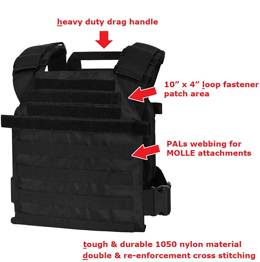 Active Shooter Black Tactical Vest Plate Carrier W/ Level III L3 Fearless Armor | eBay