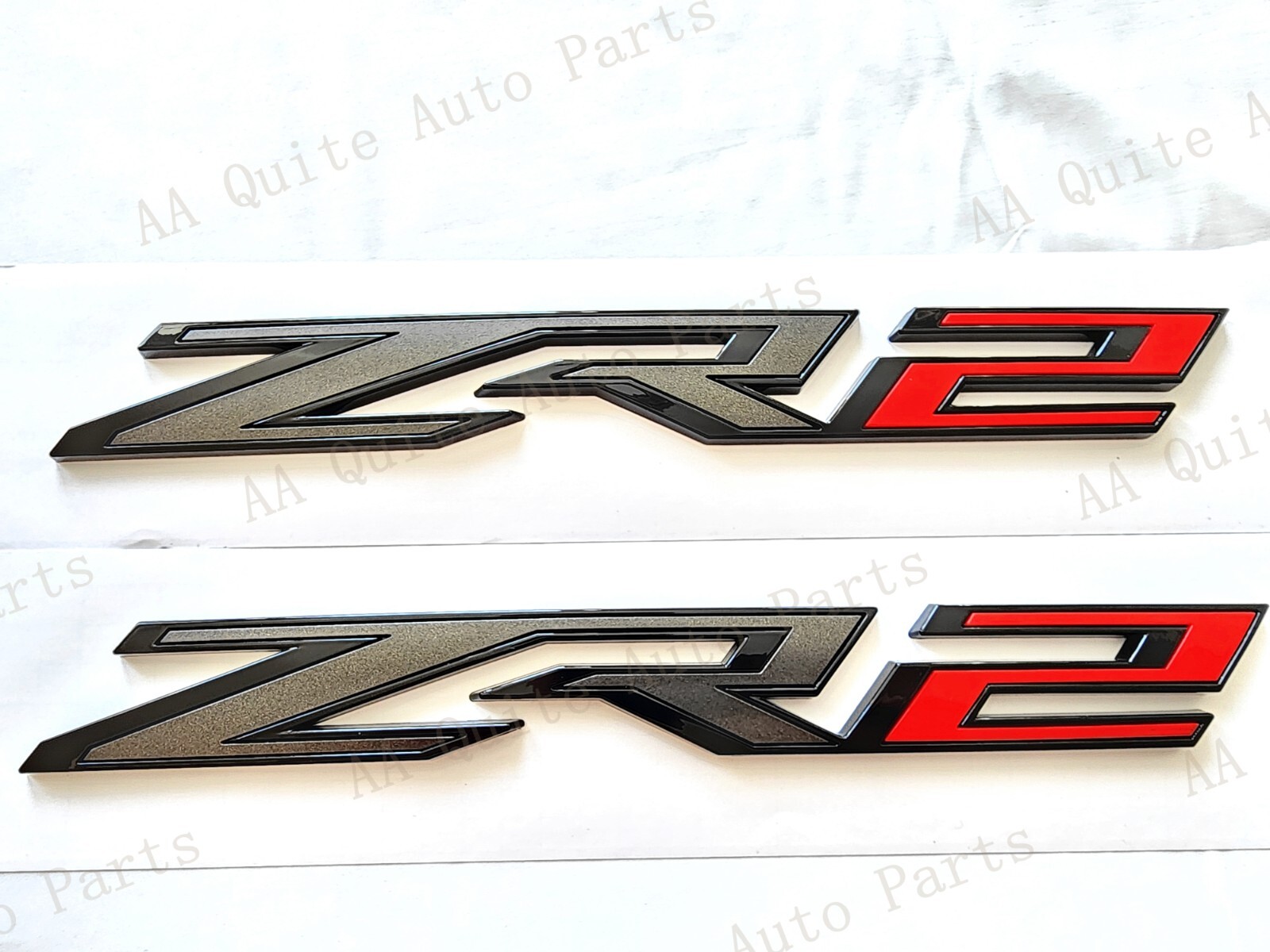 2PCS Gloss Black Red Fender ZR2 Emblem Badge Fit 2022-2024 Chevy ...