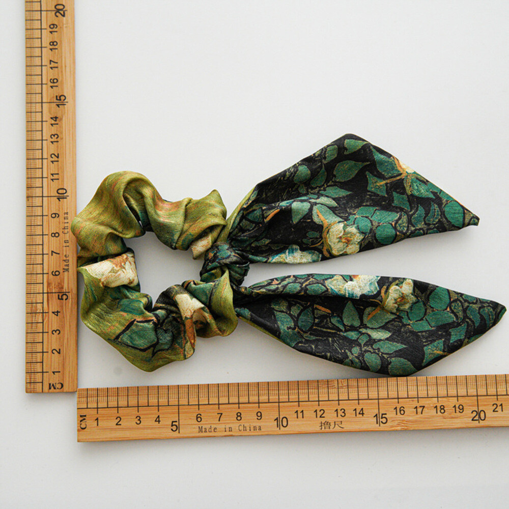 5pcs Bow Satin Long Ribbon Ponytail Scarf Hair Tie Scrunchies Elastic ...