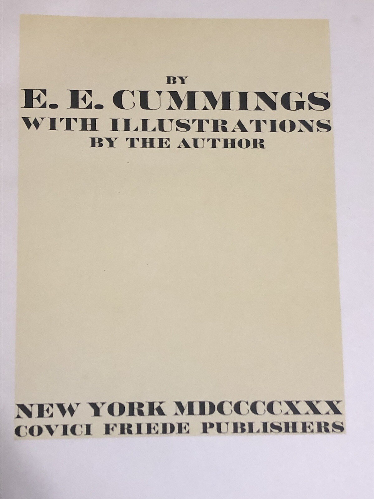 Untitled By E.E. Cummings Signed First Edition 1930 Limited Edition ...
