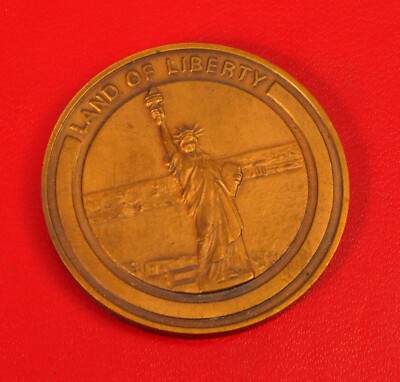 STATUE OF LIBERTY NYC BRASS / BRONZE MEDAL TOKEN EMMA LAZARUS POEM ON ...