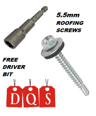(Pack OF 100) 5.5 x 60mm Tech Screws for roofing & cladding self drill ...