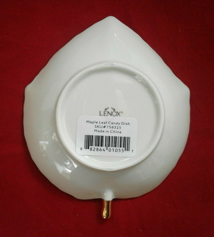 LENOX Ivory Maple Leaf Candy Dish with Gold Trim New In Box | eBay