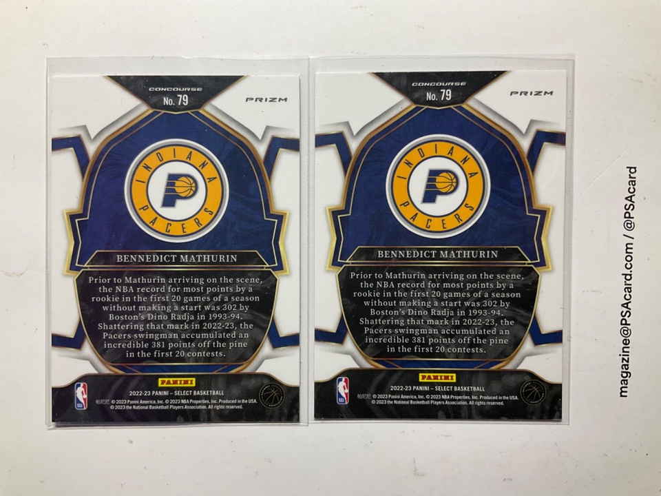 22-23 Select BENEDICT MATHURIN Rookie Card #79 Red & Blue Cracked Ice ...