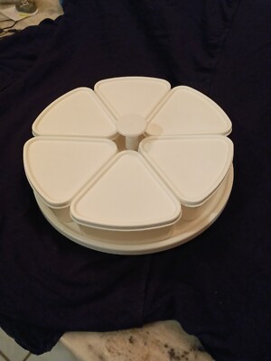 Vintage Tupperware Lazy Susan Revolving Turntable 6 Pie Wedge Shaped ...