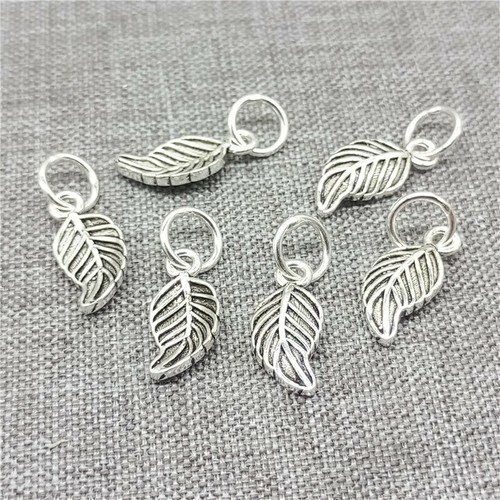 10pcs of 925 Sterling Silver Small Leaf Charms 2-Sided for Bracelet Necklace | eBay