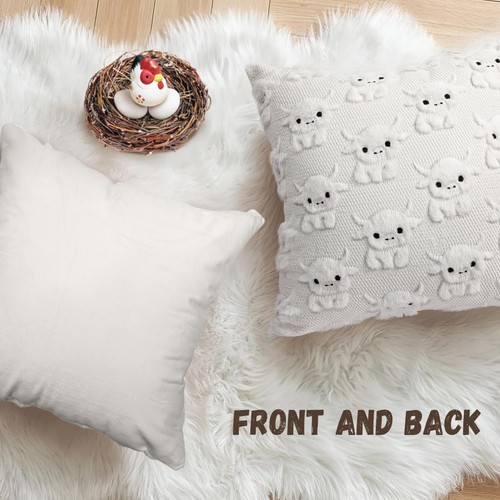 Highland Cow Throw Pillow 18" x (Pack of 1), White Cattle Pillowcases ...