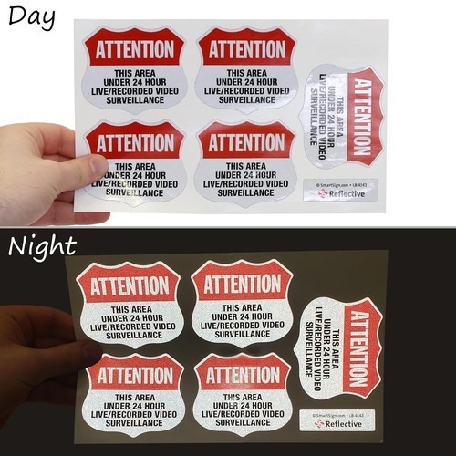 SmartSign Attention Area 2.75x3.25 inches, Reflective Adhesive Decal ...