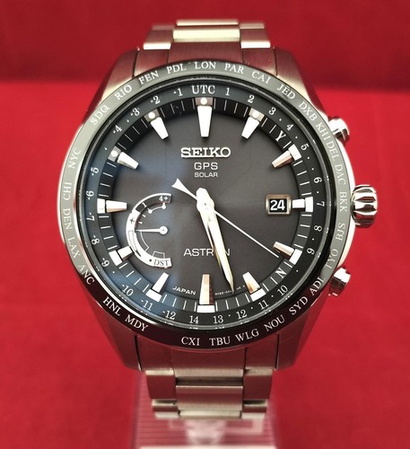 Seiko Astron SBXB089 GPS Date Titan Ceramic Black Slv Solar Mens Watch ...