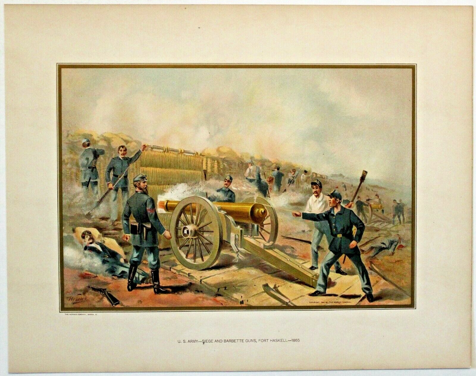 "U.S. ARMY-FT. HASKELL GUNS-1865" Antique Civil War chromolithograph ...