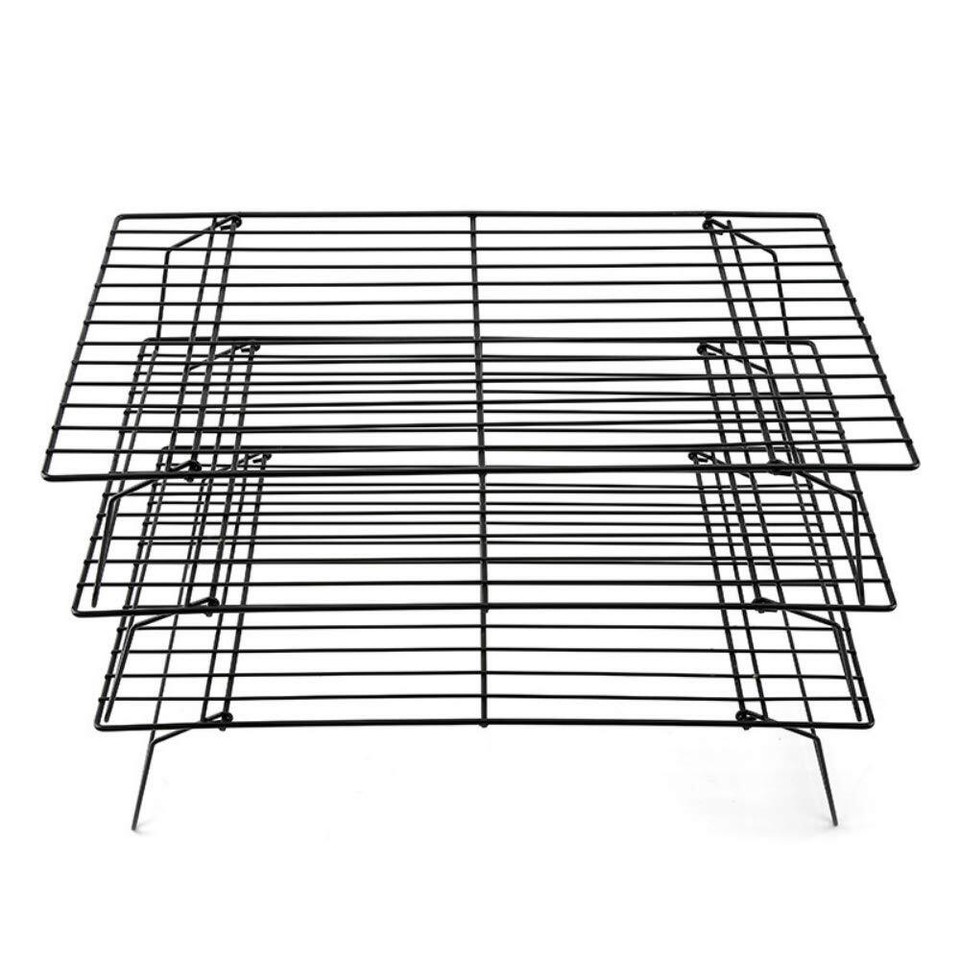 3 Tier Cooling Rack Foldable Non-Stick Stainless Steel Wire Cake Rack ...