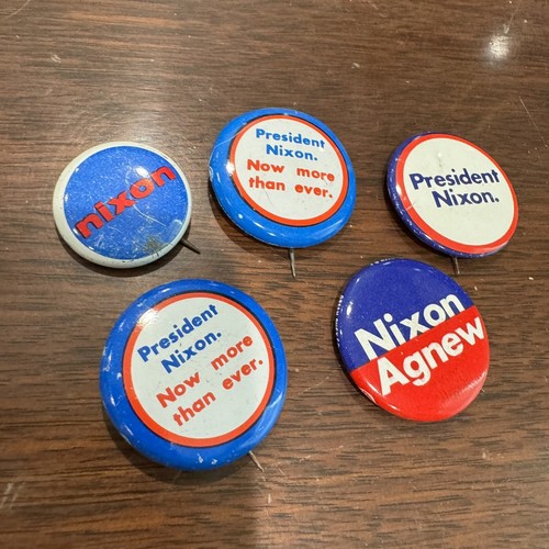 Vintage LOT 5 RICHARD NIXON NOW Campaign Pins Pinback Buttons Political ...