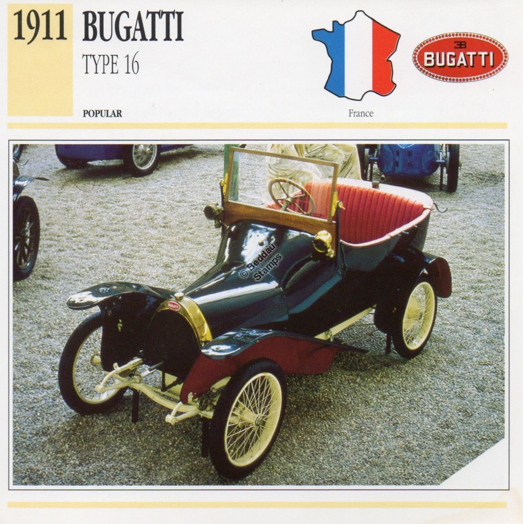 1911 BUGATTI Type 16 Classic Car Photograph / Information Maxi Card ...