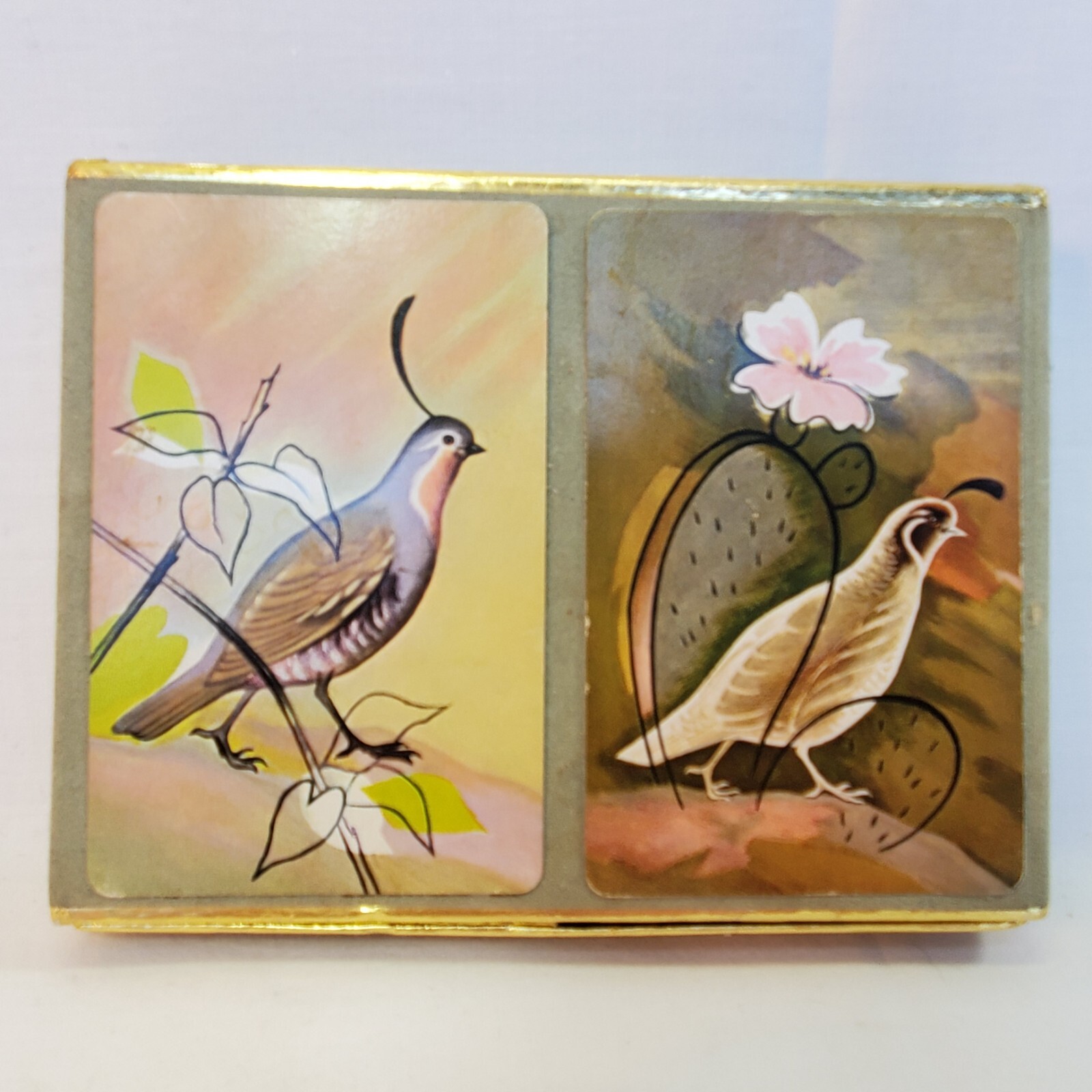 Vintage Congress Playing Cards Quail Bird Flower Double Deck Cel-U-Tone ...
